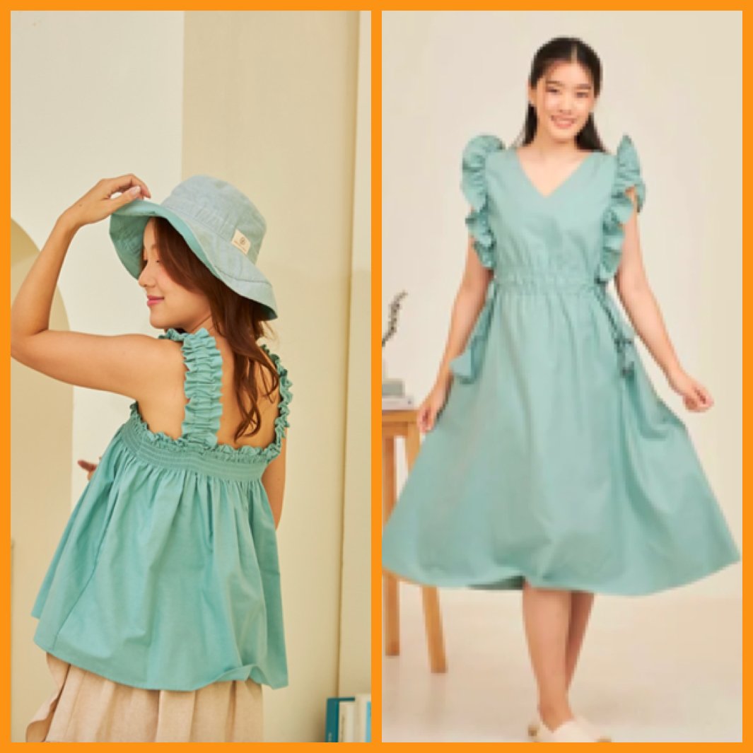 Midi Ruffle Shoulder Dress ALLURE - mint x 1 pcs ... | Everuts