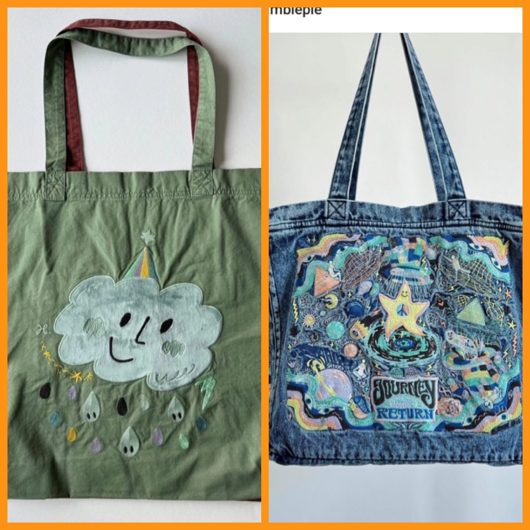 Hamblepie tote bag x 2 pcs (green x 1 , blue journ... | Everuts