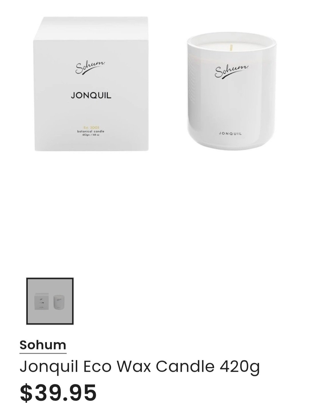 Sohum Jonquil Eco Wax Candle 420g | Everuts
