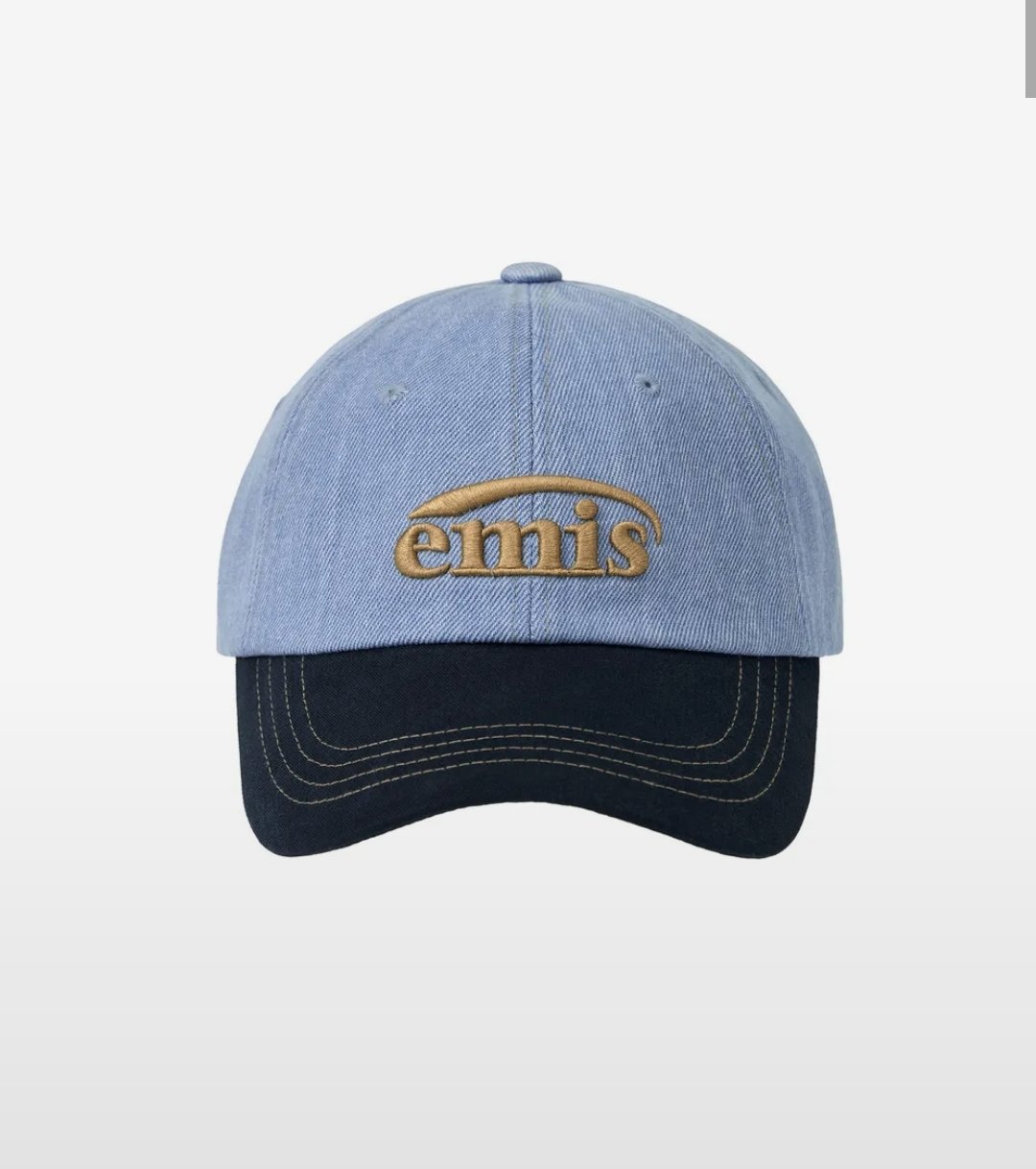 EMIS WASHED DENIM BALL CAP-LIGHT BLUE DENIM/NAVY | Everuts