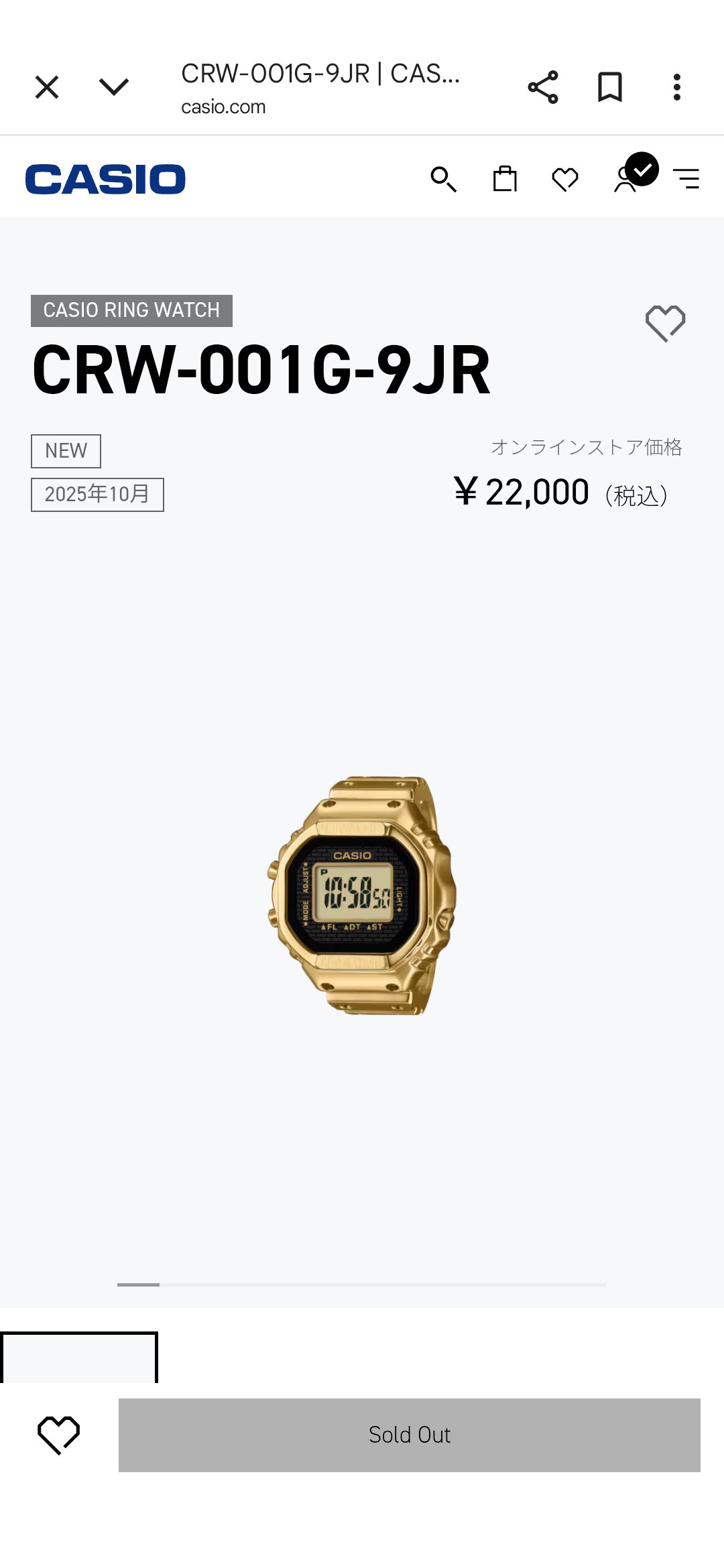 Casio 戒指錶 CRW-001G-9JR | Everuts