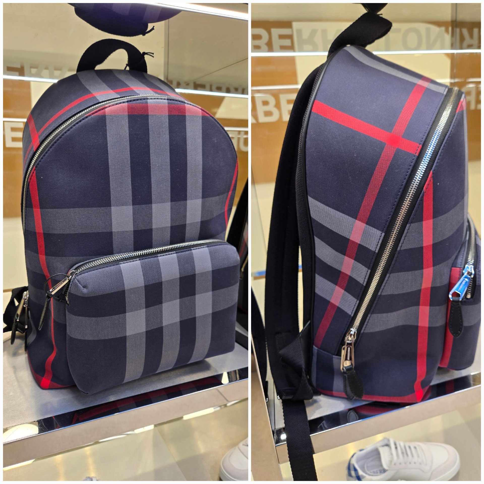 Burberry Outlet Jeff Check Canvas Backpack Bookbag | Everuts