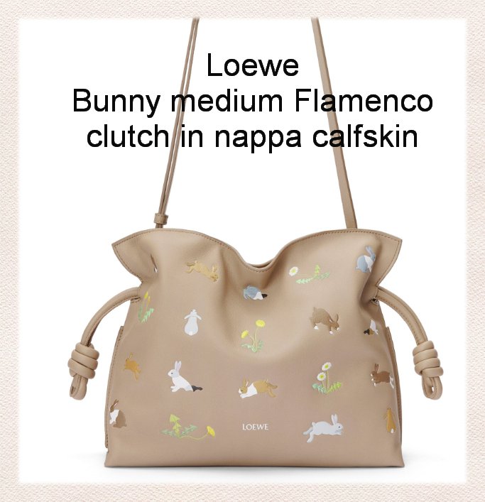 Loewe Bunny medium Flamenco clutch in nappa calfsk... | Everuts