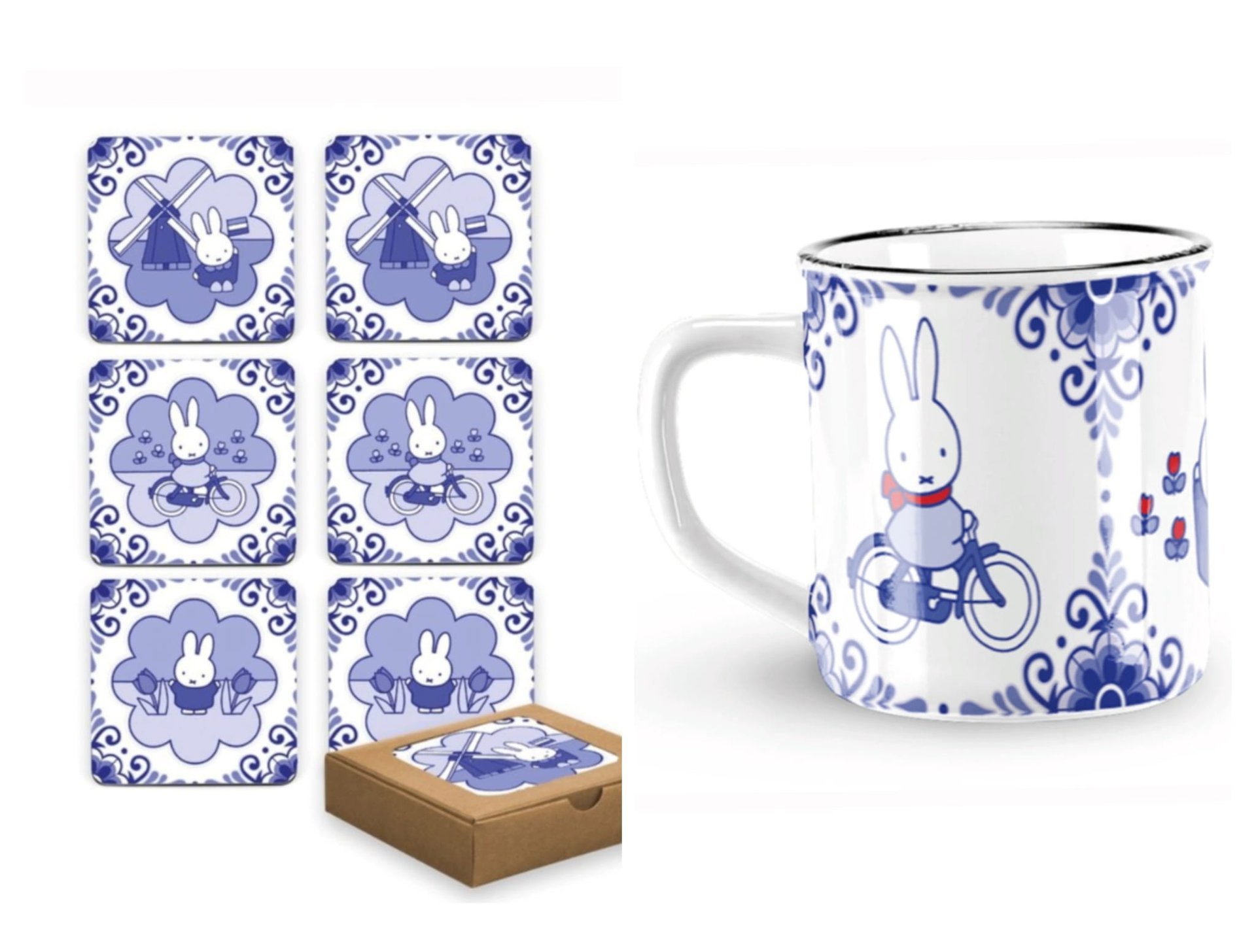 Miffy Delft Blue Mug + Cup Coasters | Everuts