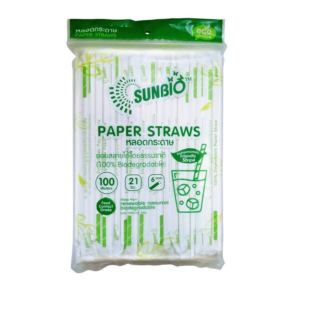 SUNBIO PAPER STRAW WRAPPED 100PCS | Everuts